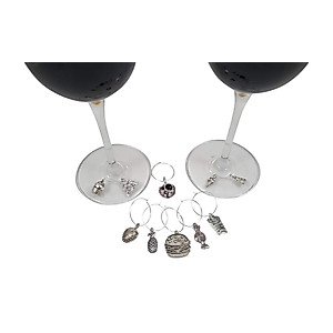 Palm City Products Food Lovers Themed Wine Charms - 10 Piece Wine Charm Set - Great Gift for Foodies