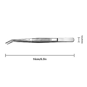 Stainless Steel Tweezers, with Curved Serrated Tip Multipurpose Tweezers Sewing Machine Tweezers Forceps for Craft Repairing (5PCS)