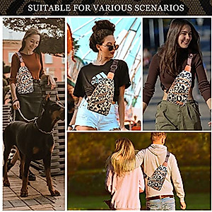 Long Keeper Crossbody Sling Bag for Women Leopard Print Travel Chest Bag Small Hiking Cycling Waterproof Shoulder Backpack (Single Zipper)