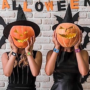 60Pcs Halloween Party Favors Slap Bracelets Bulk for kids, Halloween Toys with Bat Spider for Halloween Treats non Candy/Classroom Prizes/Exchanging Gifts/Party Supplies for Girls/Boys/Adults