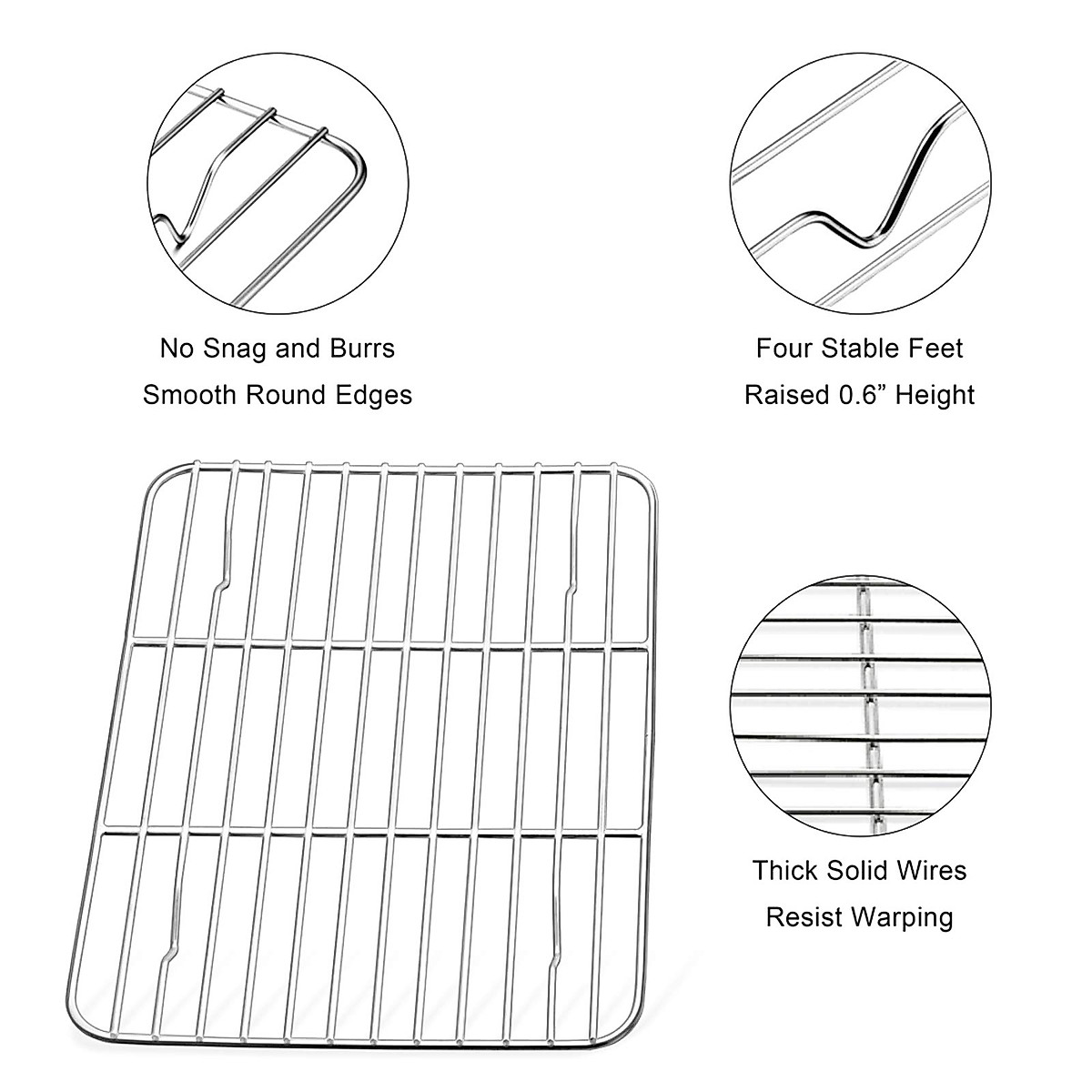 E-far Small Baking Rack Set of 2, Stainless Steel Metal Roasting Cooking Racks, Size – 8.6"x6.2", Non Toxic & Rust Free, Fit for Small Toaster Oven, Dishwasher Safe