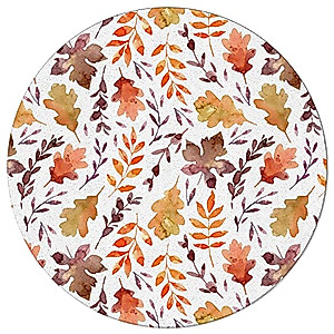 Fall Round Area Rug 3 Ft, Fall Thanksgiving Maple Leaves Soft Throw Rug Non-Slip Washable Carpet for Kid's Room, Nursery, Living Room, Bedroom, Teen's Room, Modern Home Decor