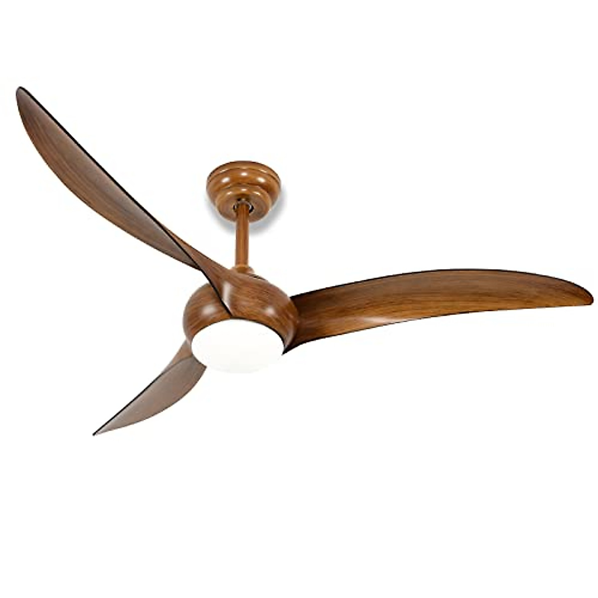 ARONKID 52 Inch Wave Design Ceiling Fan with Lights, Indoor and Outdoor Ceiling Fans with Remote,Dimmable (3000K-6000K), 3 Plywood Blades,Reversible,Walnut