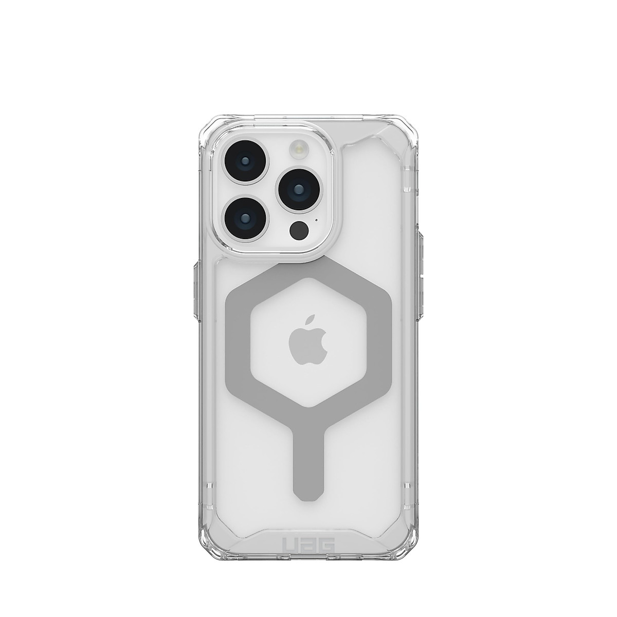 URBAN ARMOR GEAR UAG Designed for iPhone 15 Pro Case Plyo Ice/Silver 6.1" Compatible with MagSafe Bundle with UAG Civilian Phone Lanyard Adjustable Wrist Strap Graphite/Black