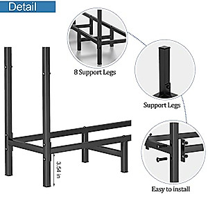 YBING 4ft Outdoor Firewood Rack with Cover, Waterproof, Heavy Duty, Large Capacity, Adjustable Metal Material, Blue
