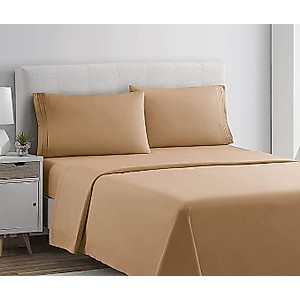 KAYLEN HOME 1800 TC Deep Pocket Full Size Sheets Set up to 16" - Hotel Luxury Extra Soft Brushed Microfiber 4 PC Bed Sheet Set, Mocha Brown