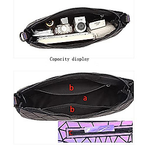 Women Luminous Small Shoulder bag Mini Geometric Small Clutch Crossbody Bag (Black)