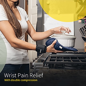 BraceUP Wrist Compression Strap and Wrist Wrap Wrist Band, Brace for Tendonitis, Tennis, Gym, Workout, One Size Adjustable (Black), 1 PC