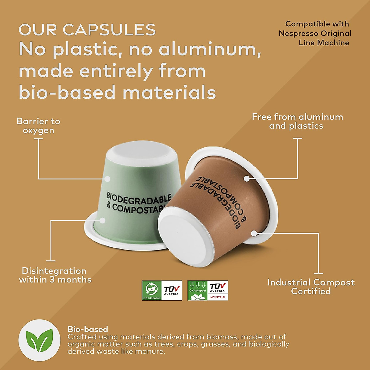 GRANA Nespresso Capsules, USDA Organic Coffee Caps Compatible with Nespresso Original Line Machines, 100% Arabica Single Source Clean Coffee, Compostable & Biodegradable Pods, 60 count, Variety Pack