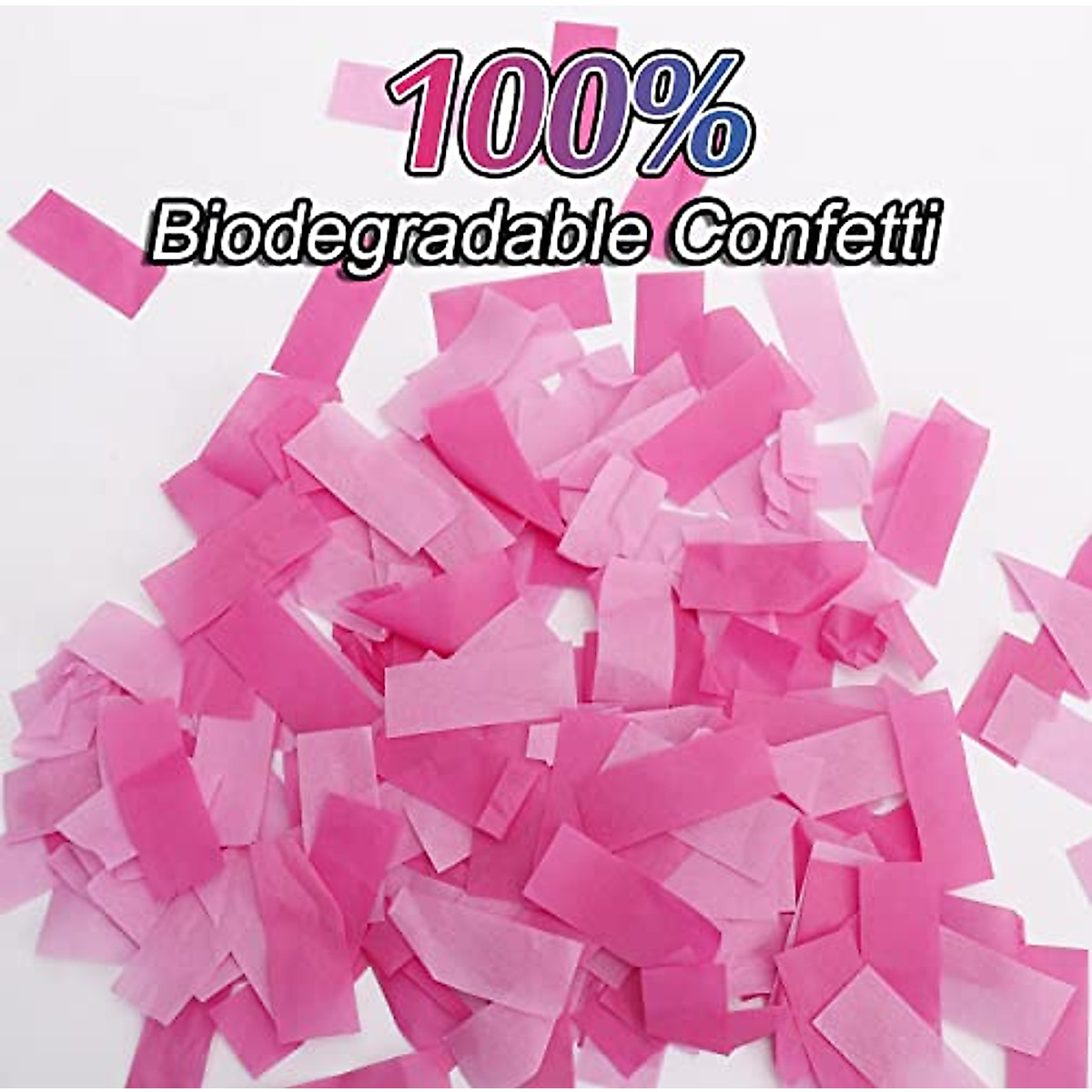 Gender Reveal Pink Confetti Cannon, DOUKEE Baby Shower Pink only Biodegradable Confetti Poppers (Mixed Pink and Hot Pink) - 2 Set