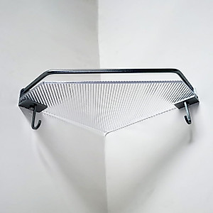 LOPSUM Versatile Acrylic Towel Shelf – 10-Year Warranty Corner Shower Caddy with Easy Installation, Large Capacity, and Triangular Storage Rack for a Clutter-Free Experience, Gun Grey