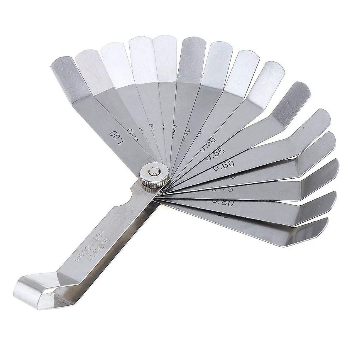 OriGlam Offset Feeler Gauge Set with 16 Blades, Standard Metric Offset Valve Feeler Gauge for Measuring Gap Width/Thickness 0.05mm - 1.0mm