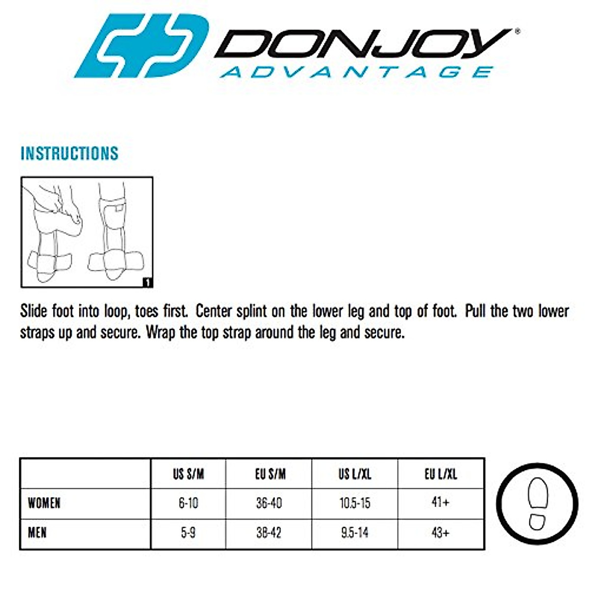 DonJoy Advantage DA161FB01-BLK-S/M Plantar Fasciitis Night Splint, Rigid Support for Maximum Stretch, Pain Relief, Achilles Tendonitis, Lightweight
