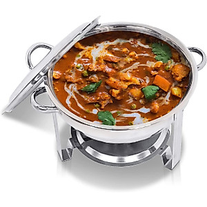 SUPER DEAL Stainless Steel Combo - 2 Round Chafing Dish and 2 Rectangular Chafers with FoldableFrames