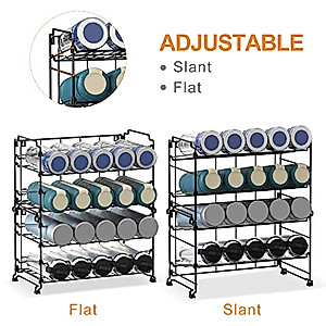 Kcysta Water Bottle Organizer, 4 Tier Adjustable Water Bottle Holder, Stackable Bottle Organizer, Water Bottle Storage for Countertop, Cabinet, Black