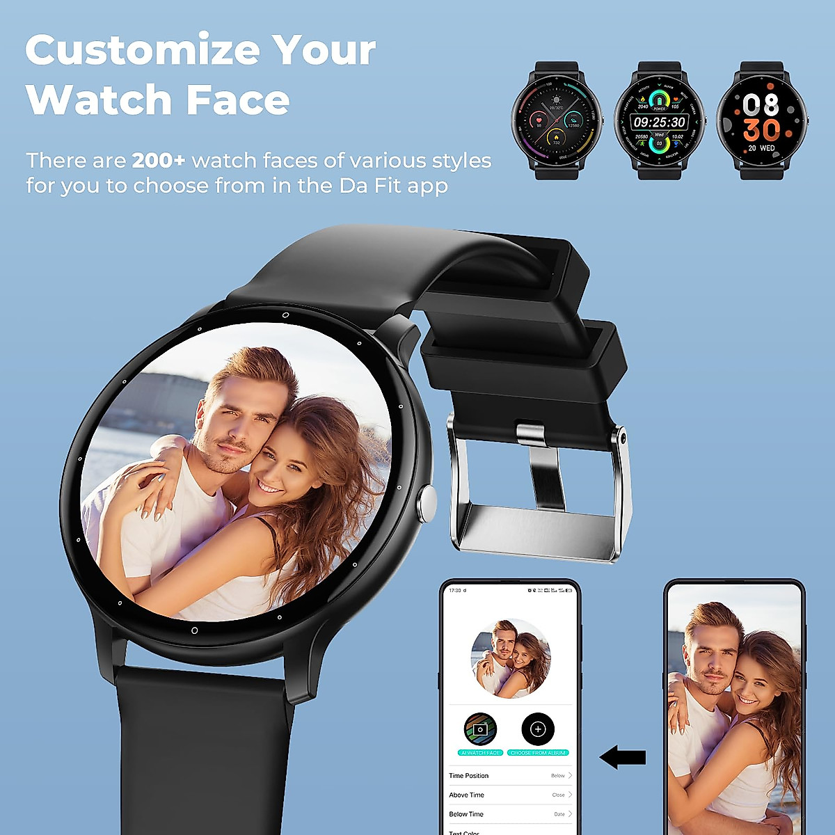 TIFOZEN Smart Watch for Men Women(Answer/Make Calls), 1.39" HD Fitness Tracker Watch with 30 Sport Modes, Heart Rate/SpO2/Sleep Monitor, IP68 Waterproof Activity Tracker for iPhone & Android, Black