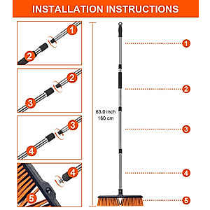 KeFanta Heavy Duty Push Broom Garden Broom 18 inches for Deck Driveway Garage Yard Patio Concrete Wood Stone Floor Cleaning