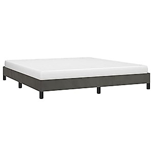 vidaXL Bed Frame Home Indoor Bed Accessory Bedroom Upholstered Wooden Double Bed Base Frame Furniture Dark Gray 76"x79.9" King Velvet