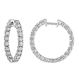 Vir Jewels 3 cttw Diamond Inside Out Hoop Earrings 14K White Gold Round Prong Set 1 inch