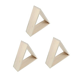 Cabilock 3pcs Room for Home Simple Pinewood Living Hollowed Shape Wall Daily Triangle Rack Bedroom Storage Hand-Made Dispaly Wooden Tool Shelf Use Decoration Hanging Display
