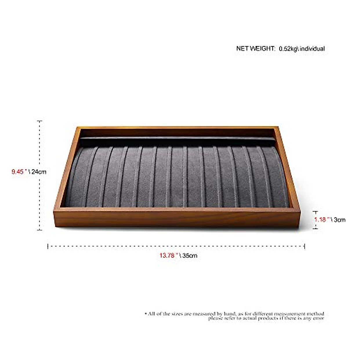 Oirlv Wood 13 Grids Necklace/Bracelet/Pendant Display Tray Jewelry Drawer Organizer Stackable Jewelry Trays(Grey)