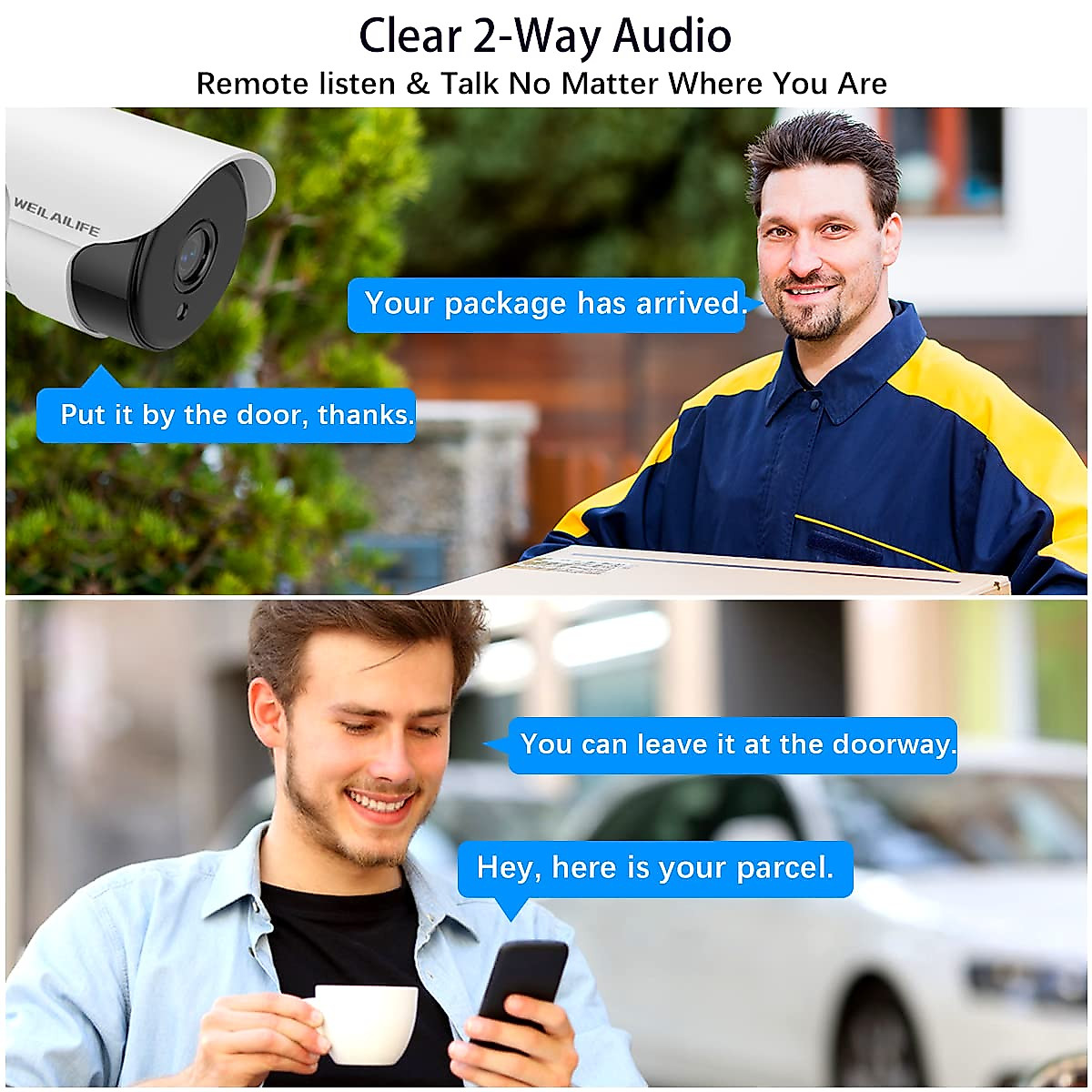 WEILAILIFE (3.0MP & 2-Way Audio)Dual Antennas Security Wireless Camera Outdoor, 2K WiFi Home IP Bullet Exterior Surveillance Camera