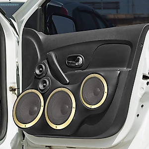 X AUTOHAUX 2pcs 8" Gold Tone Car Audio Speaker Cover Mesh Subwoofer Grill Horn Glossy Guard Protector