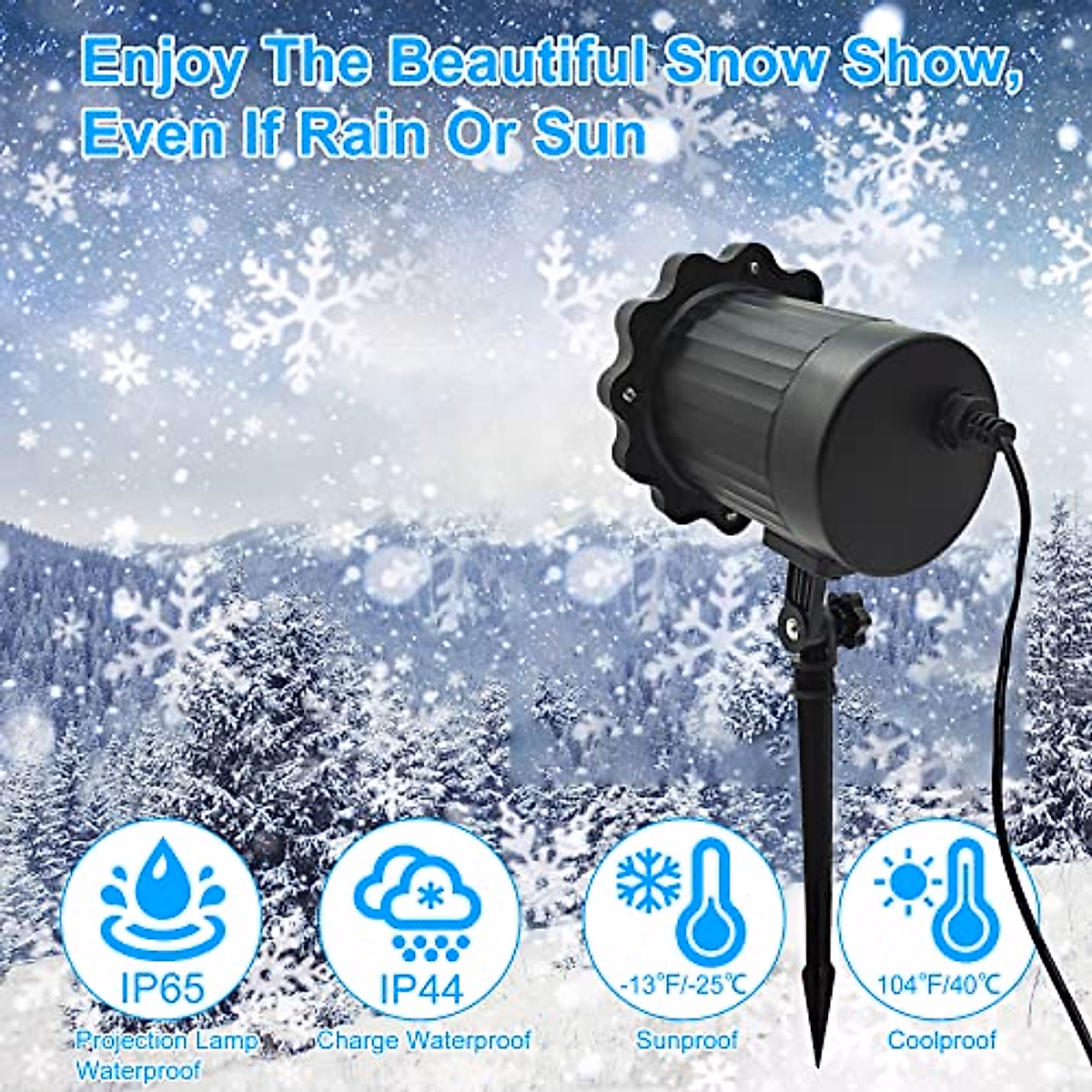 Christmas Snowflake Projector Lights, Dynamic Led Snowflake Projector Lights, White Snow Projection Outdoor and Indoor Decorative Lighting for Halloween Xmas New Year Wedding Party Holiday