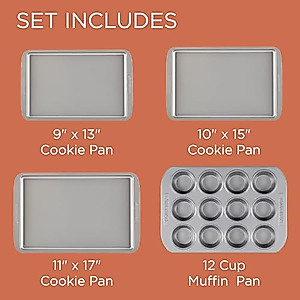 Farberware Nonstick Bakeware 4-Piece Baking Sheet Set, Gray -