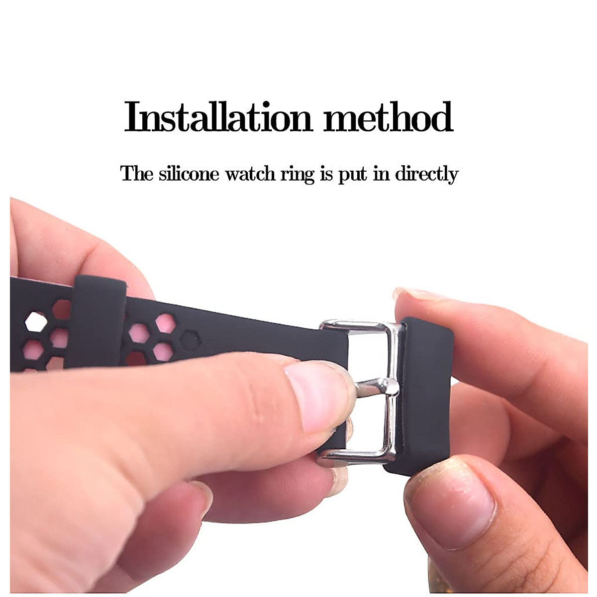 Aliotech 4pcs Rubber Leather Watch Band Strap Loops Black Silicone Replacement Resin Watch Bands Keeper Holder Retainer (Size: 20mm)