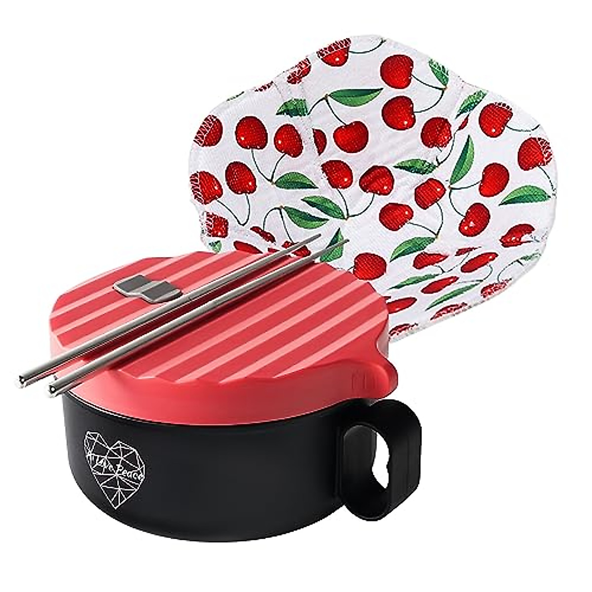 AI LOVE PEACE Microwave Ramen Bowl Noodle Bowls With Lid Speedy Ramen Cooker In Minutes BPA Free and Dishwasher Safe For Office College Dorm Room Instant Cooking with Holder,Holiday gifts.