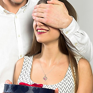 Love Heart Birthstone Gifts for Women, 925 Sterling Silver Heart Birthstone Necklace Jewelry for Women Mothers Valentines Day Gifts Anniversary Christmas Birthday Gift for Women I Love You Gifts,