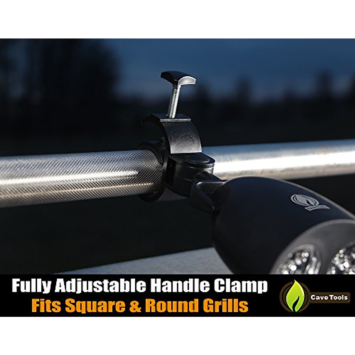 Cave Tools Barbecue Grill Light for Outdoor Grill - Fits Round & Square Bars on Any BBQ Pit - 10 LED for Grilling at Night - BBQ Grill and Smoker Accessories