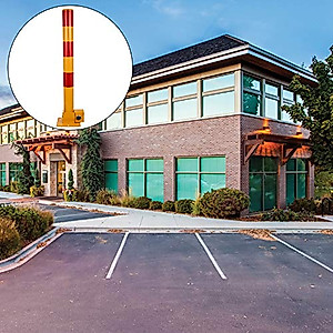 Garneck Parking Bollard Parking Traffic Iron Art Tube Pole Barrier with Lock Car Parking Protection Posts for Home Garage Street Decor