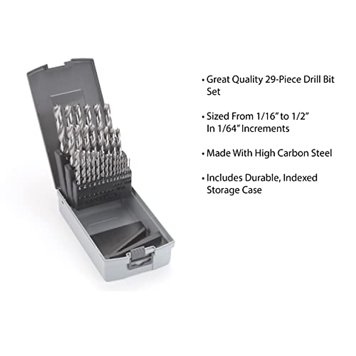 WoodRiver 29 Piece Fractional Inch Brad Point Drill Bit Index Set