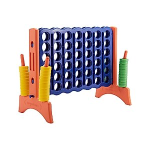 Amazon basics Giant BPA-Free 4-In-A-Row Premium Plastic Game Set with Carrying Bag, Great for Gifting, Blue, Yellow, Red, Green