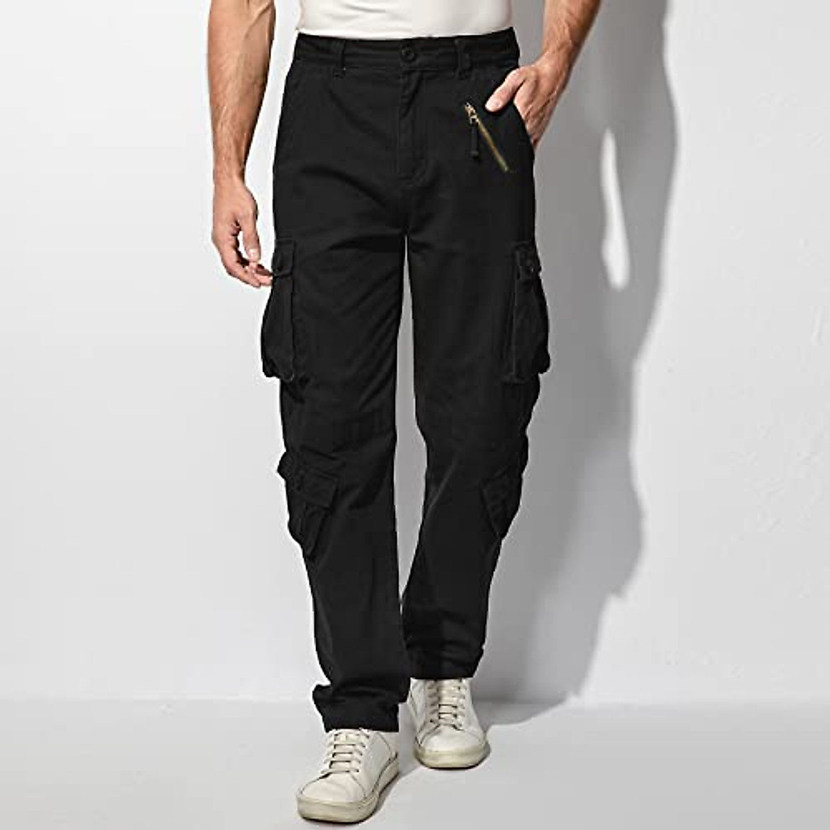 Men's BDU Casual Military Pants, Tactical Wild Army Combat ACU Rip Stop Camo Cargo Work Pants Trousers with 8 Pockets #7533 Black 36