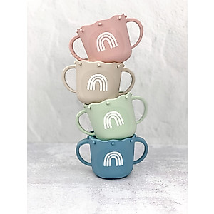 Hippypotamus Snack Cups for Toddlers - Spill Proof - 100% Food-Grade Silicone Snack Containers for Baby - Set of 2 (Sage/Fog)