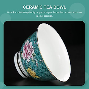 FOMIYES Chinese Porcelain Teacups Gaiwan Poney Flower Tureen Tradition Sancai Cover Bowl Lip Cup Saucer Tea Set Loose Tea Blooming