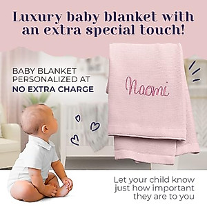 berry bebe Personalized Baby Blanket, Custom Baby Blanket, Personalized Baby Gifts for Newborn Girl, Monogrammed Baby Blanket with Name, Pink Personalized Baby Girls Gifts, All Year Round Knit Cotton