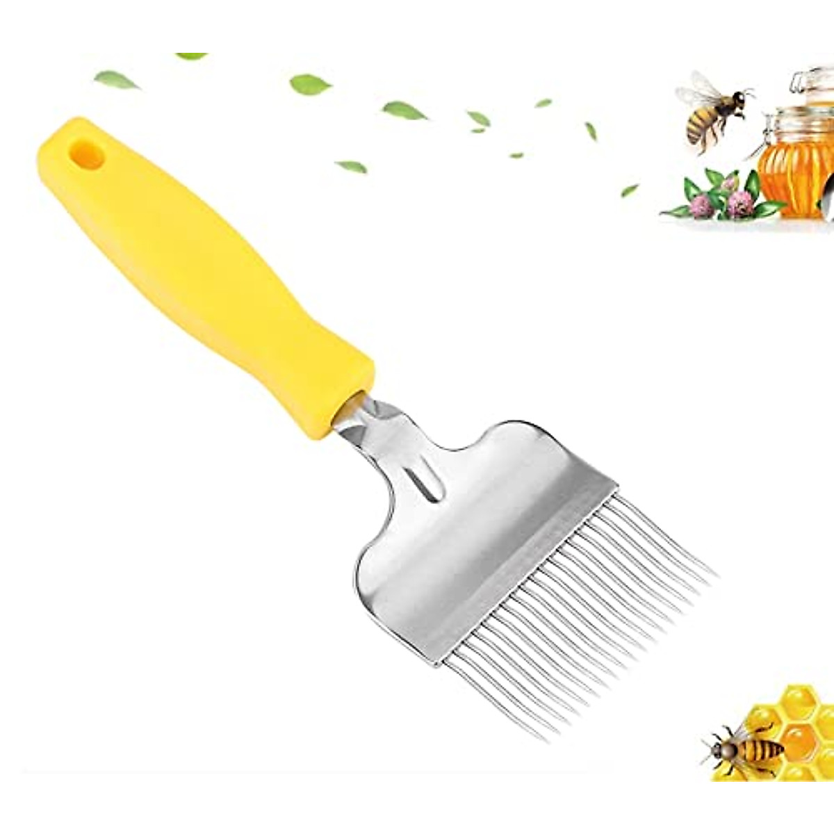GOTOTOP Beekeeping Uncapping Fork Bee Keeping Bee Honey Uncapping Fork Stainless Steel Tine Beekeeping Honey Beekeeping Extractor Tool, 8.66 x 2.76 Inch,Yellow