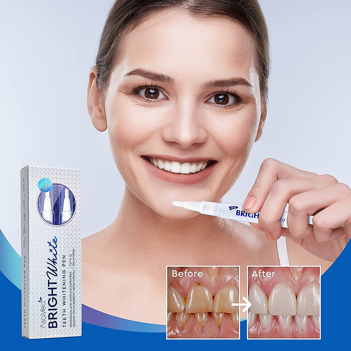 AsaVea Smile Teeth Whitening Pen (4 Pens) for Teeth Whitening, 40+ Uses, Effective, Painless, No Sensitivity, Travel-Friendly, Beautiful White Smile, Mint Flavor (Teeth Whitening 2 Pack)