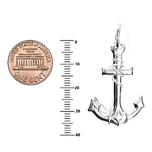 Ritastephens Sterling Silver Cross Marine Anchor Pendant Charm Necklace 24" Large