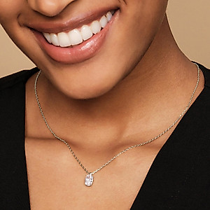 PAVOI 14K Gold Plated Sterling Silver Post Faux Diamond Oval Solitaire Pendant Halo Necklace in White Gold