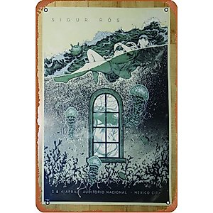 2017 Sigur Ros - Mexico City Variant Silkscreen Concert Poster Retro Metal Tin Sign Vintage Sign for Cafe Bar Man Cave Office Garage Home Wall Decor 12 X 8 inch