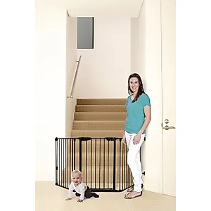Dreambaby Newport Adapta Baby Gate - Use at Top or Bottom of Stairs - for Straight, Angled or Irregular Shaped Openings (Black)