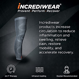 Incrediwear Leg Sleeve – Full Length Long Leg Sleeve for Leg Pain Relief & Muscle Recovery, Helps Reduce Swelling & Inflammation, Promotes Circulation, Leg Sleeves for Men & Women (Charcoal, Large)