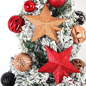 Ultra-Luxury 101 Piece Christmas Balls Ornaments Set with Xmas Tree Topper, Roomtip Shatterproof Baubles - Designed in Italia - Mini Holiday Balls for Christmas Decorations, Orange