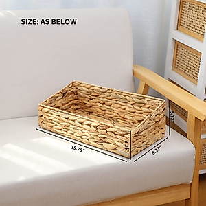 YAHUAN Hand Woven Water Hyacinth Baskets for Organizing Woven Trapezoid Basket Pantry Baskets Trapezoid Storage Bin for Shelves, Pantry, Closet and Home Decor (Water Hyacinth)