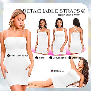 Strapless Shapewear Slip for Under Dresses Tummy Control Dress Slip Body Shaper Women Seamless Full Slip White